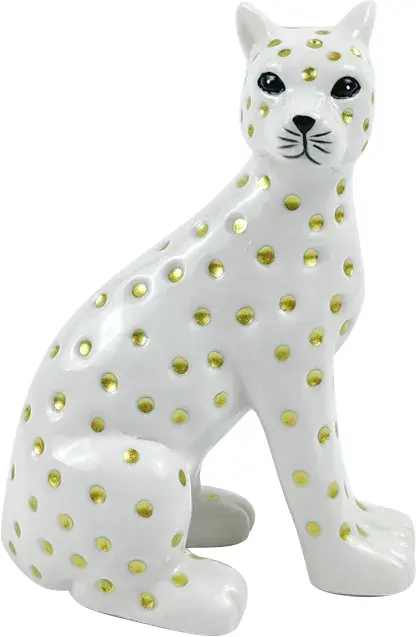 Figurka ceramiczna -lampart "ANIMAL"-105 kolor:biały/złoty (wym.12,5x7 ...